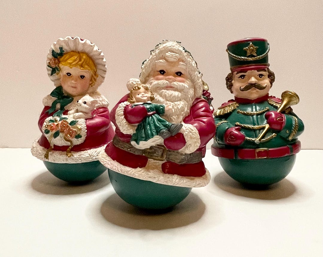 Vintage Carlton Cards Roly Poly Christmas Figurines Lot of Three - Etsy