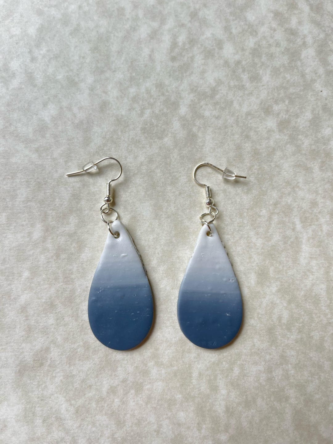 Water - Raindrop, Large, Blue Gray White Clay Earrings - Etsy