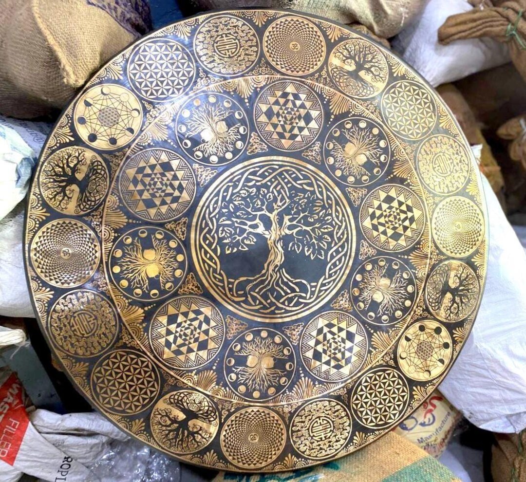 Tree of Life - Handcrafted Tibetan Gong With Sacred Nature Carving ...