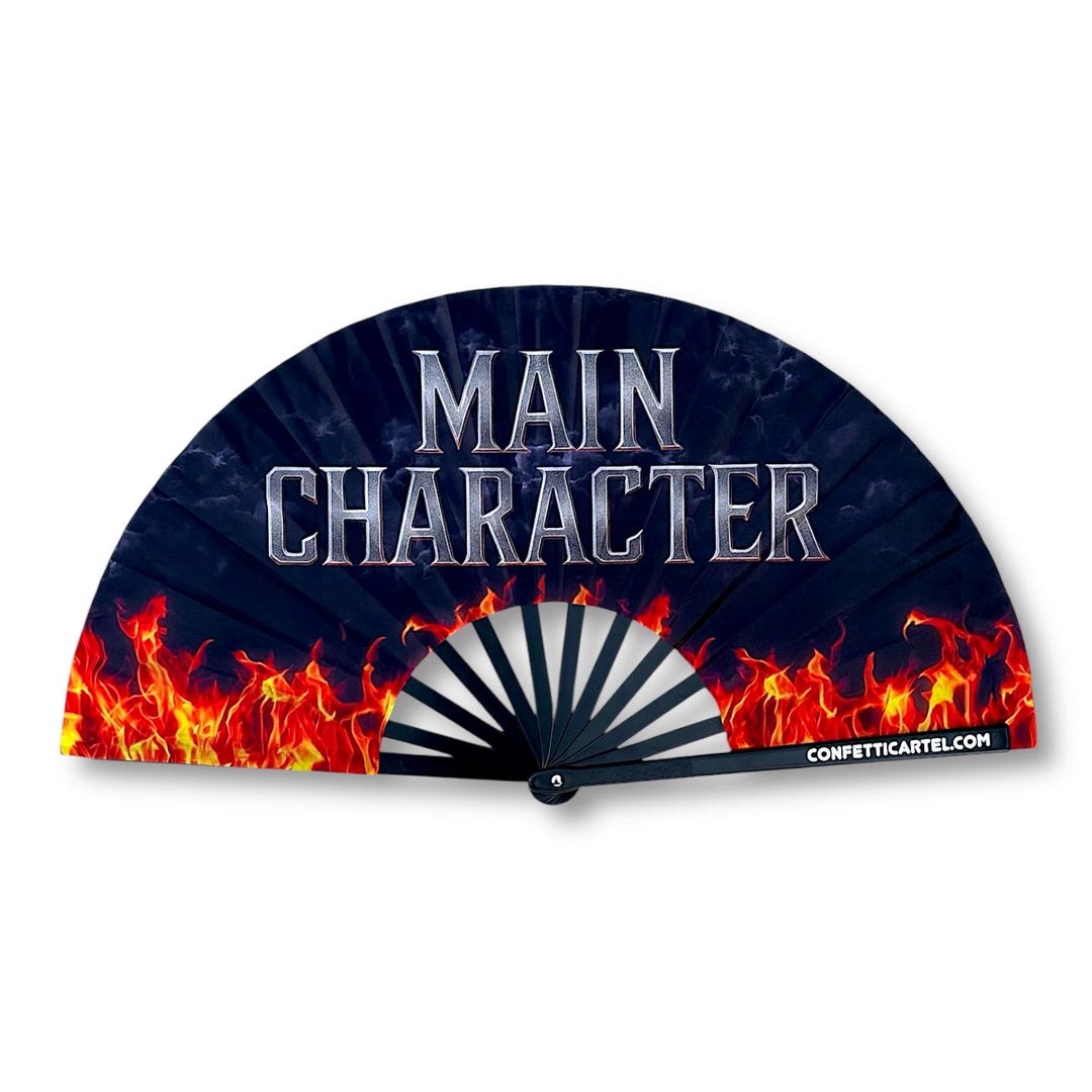 Main Character Folding Hand Fan: Large Rave Festival Accessory - Etsy