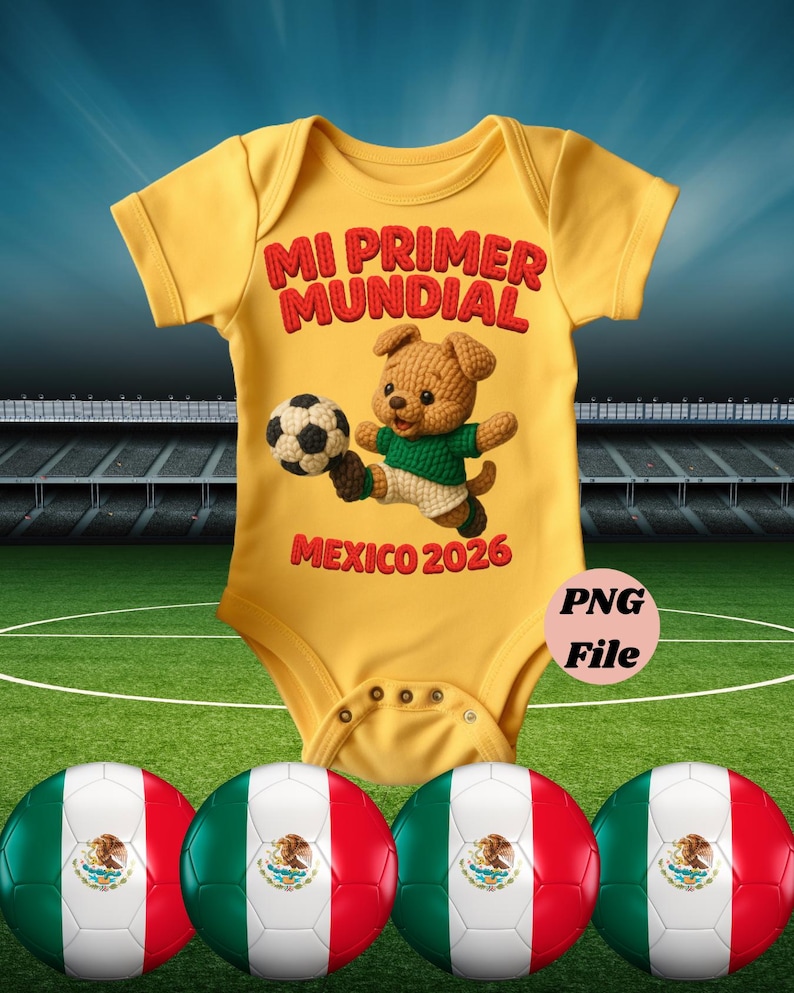 Mi Primer Mundial 2026 PNG Baby, Mexico Soccer Baby Bodysuit PNG, Puppy ...