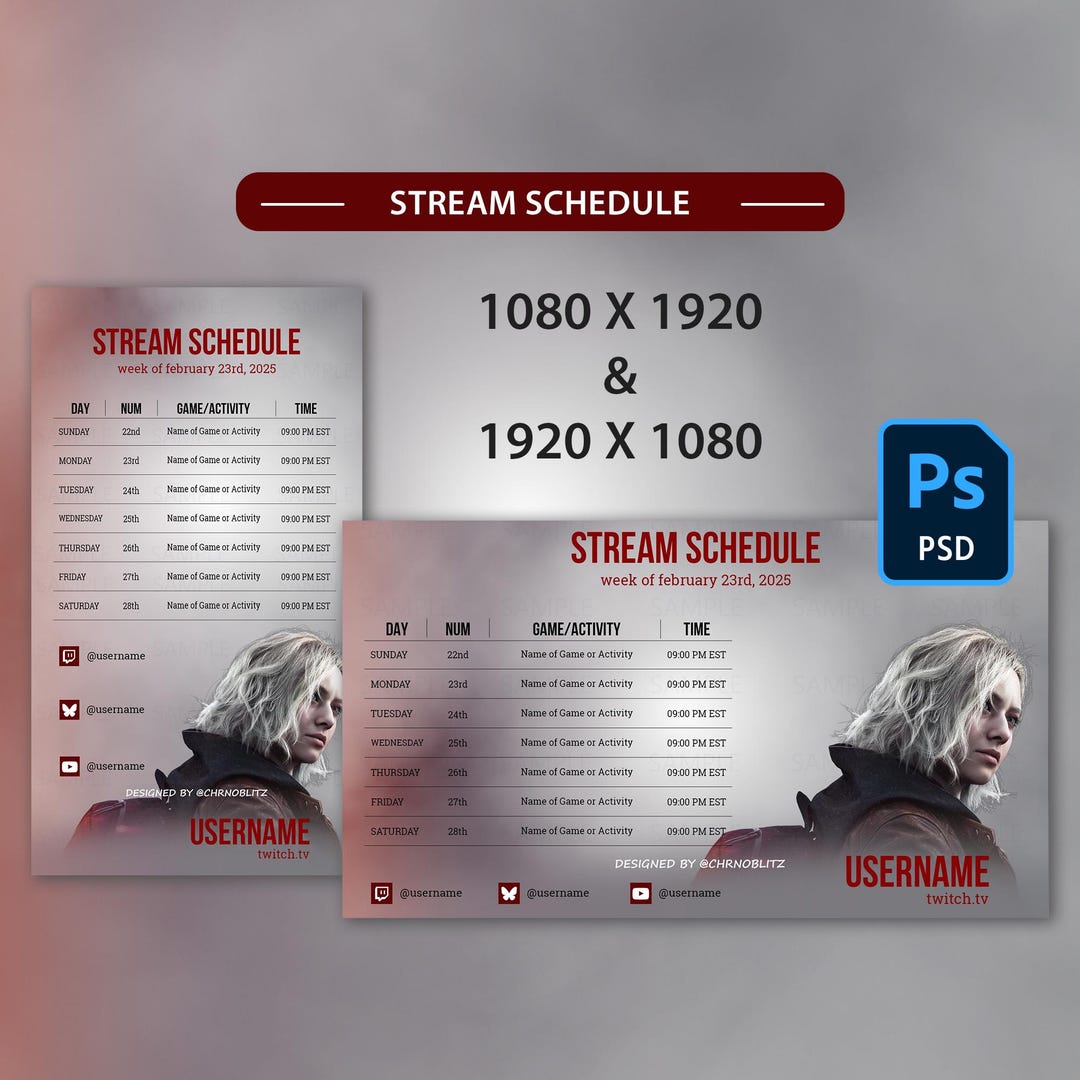 Resident Evil 9 Inspired Stream Schedule Photoshop Template - Etsy