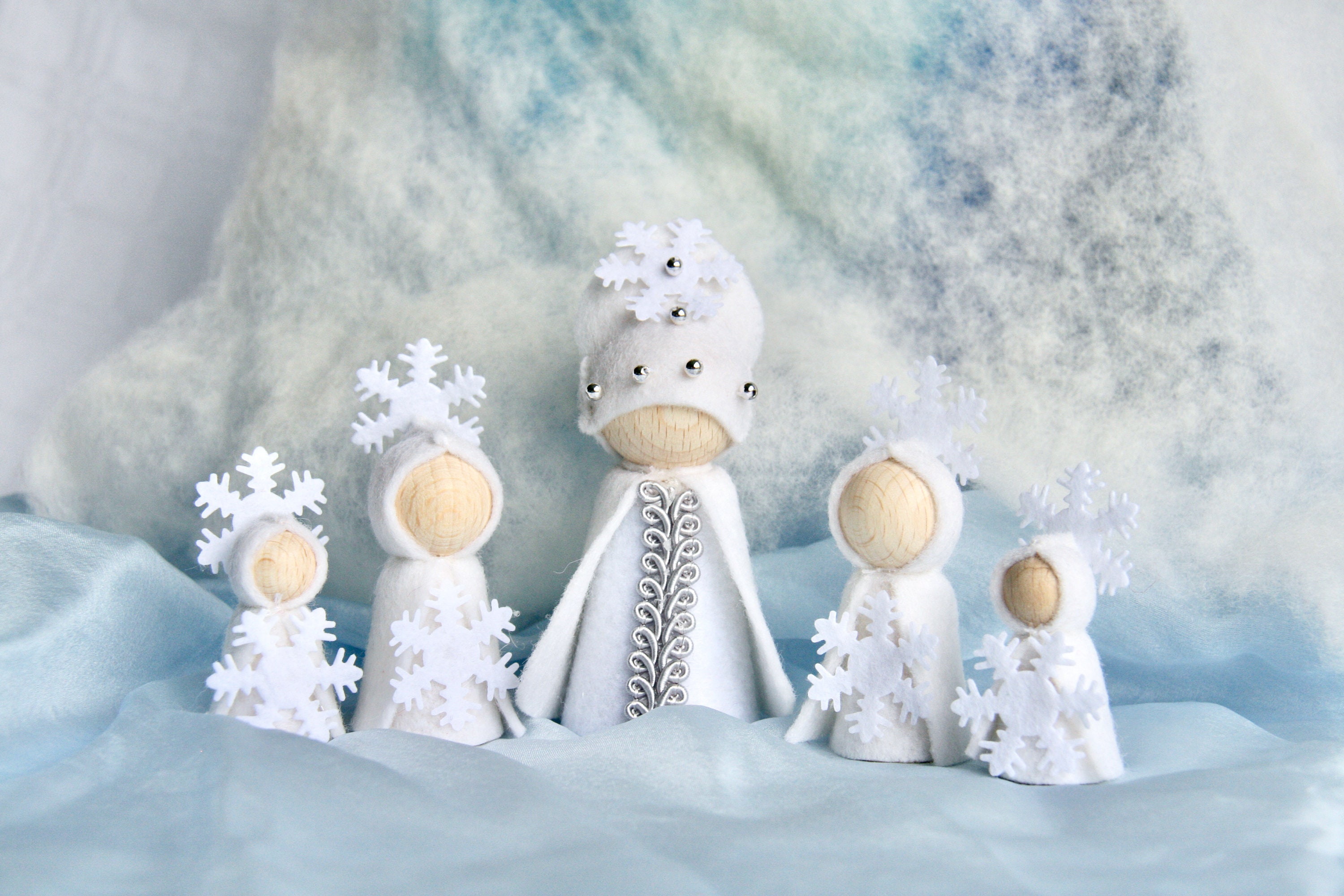Winter Set Snow Queen With Her Snowflakes / Flower Doll / Waldorf ...