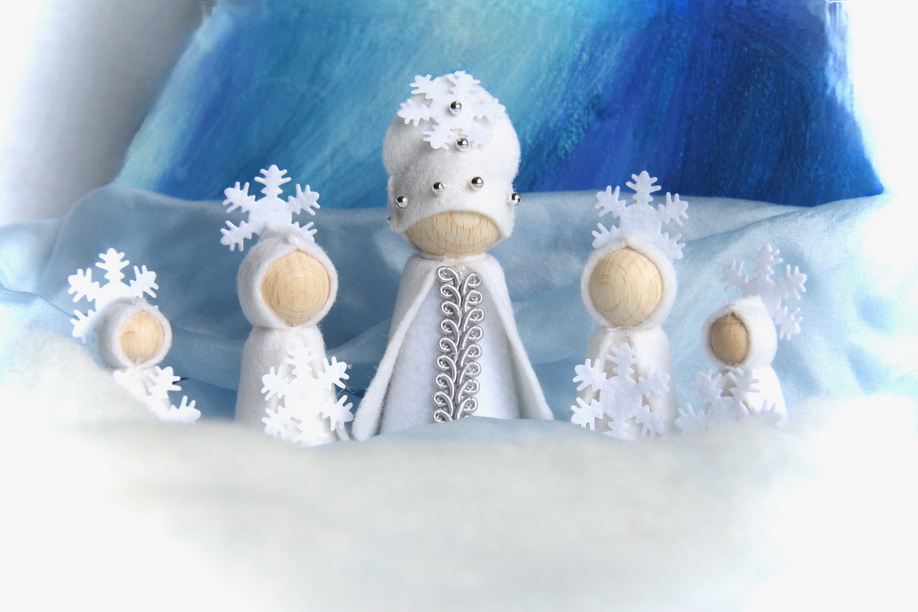 Winter Set Snow Queen With Her Snowflakes / Flower Doll / Waldorf ...
