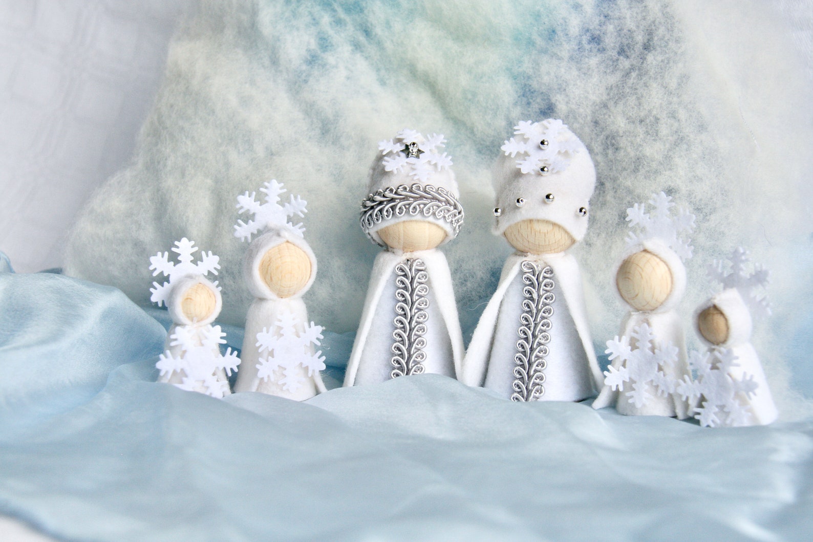 Winter Set Snow Queen With Her Snowflakes / Flower Doll / Waldorf ...