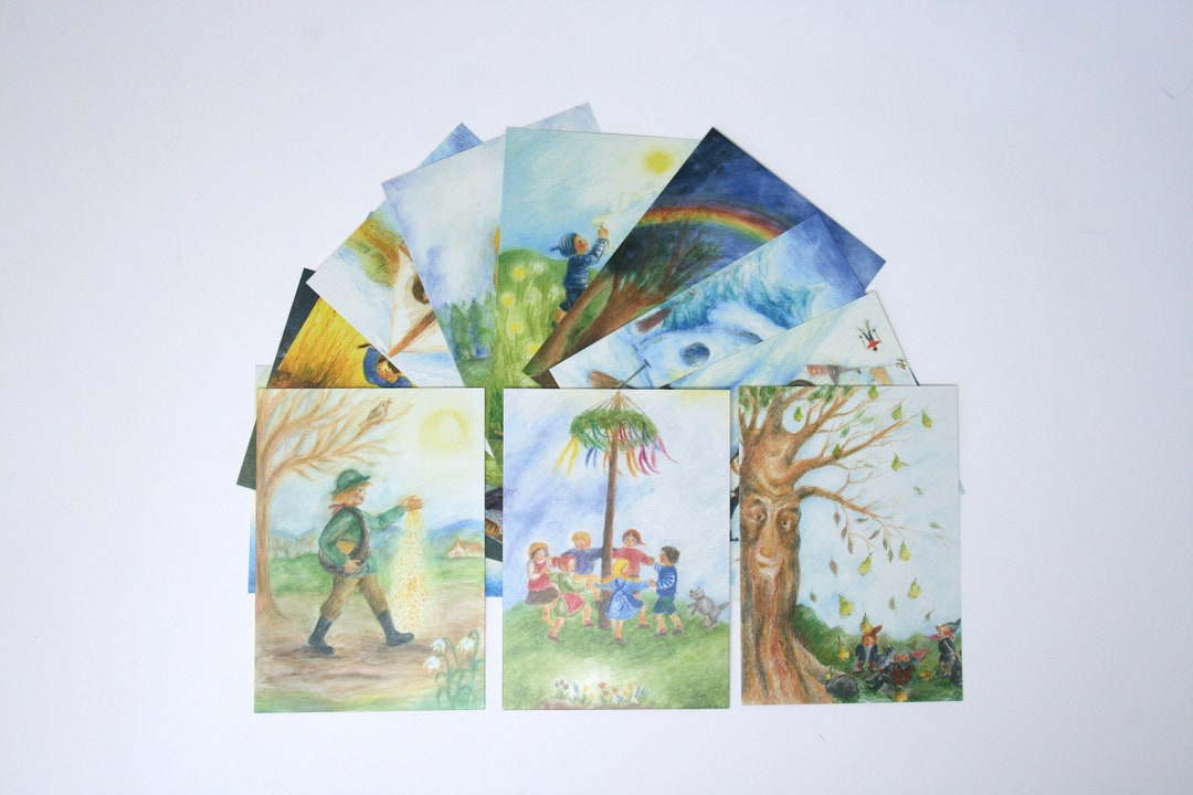 Monthly Postcards 12 Set by Ilona Bock /postcard / Picture / Postcard ...