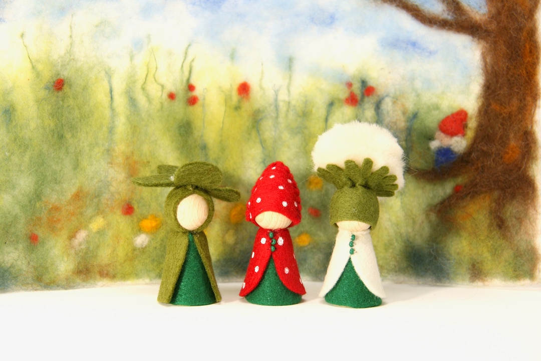 Summer 3. Set / Strawberry, Flower Dollwaldorf Inspired Natural Table ...