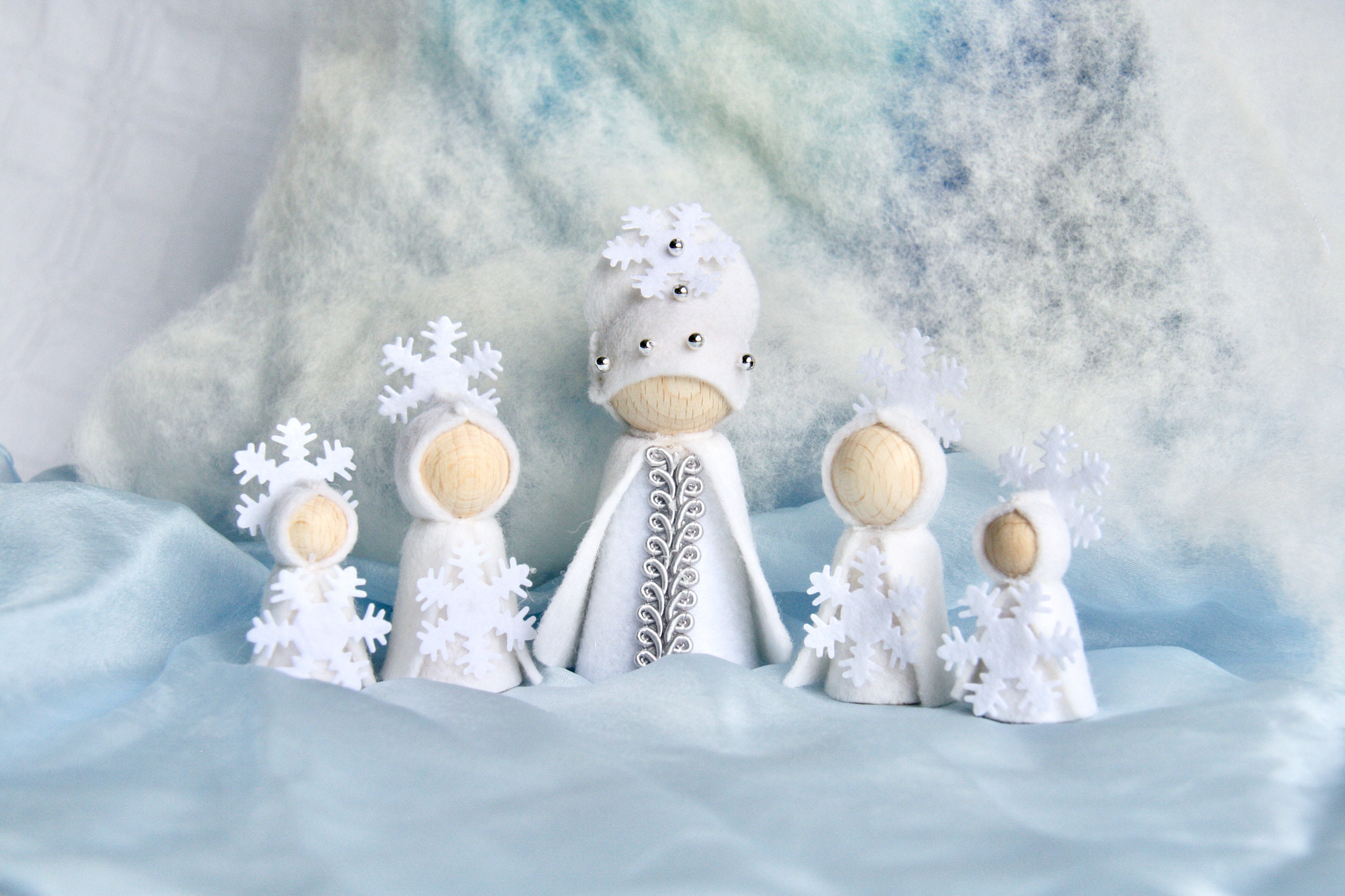 Winter Set Snow Queen With Her Snowflakes / Flower Doll / Waldorf ...