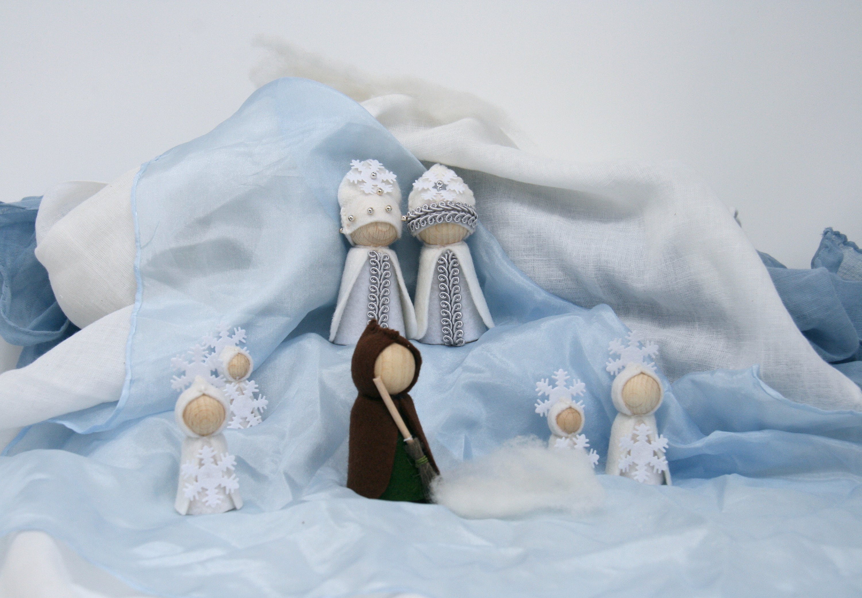 Winter Set Snow Queen With Her Snowflakes / Flower Doll / Waldorf ...