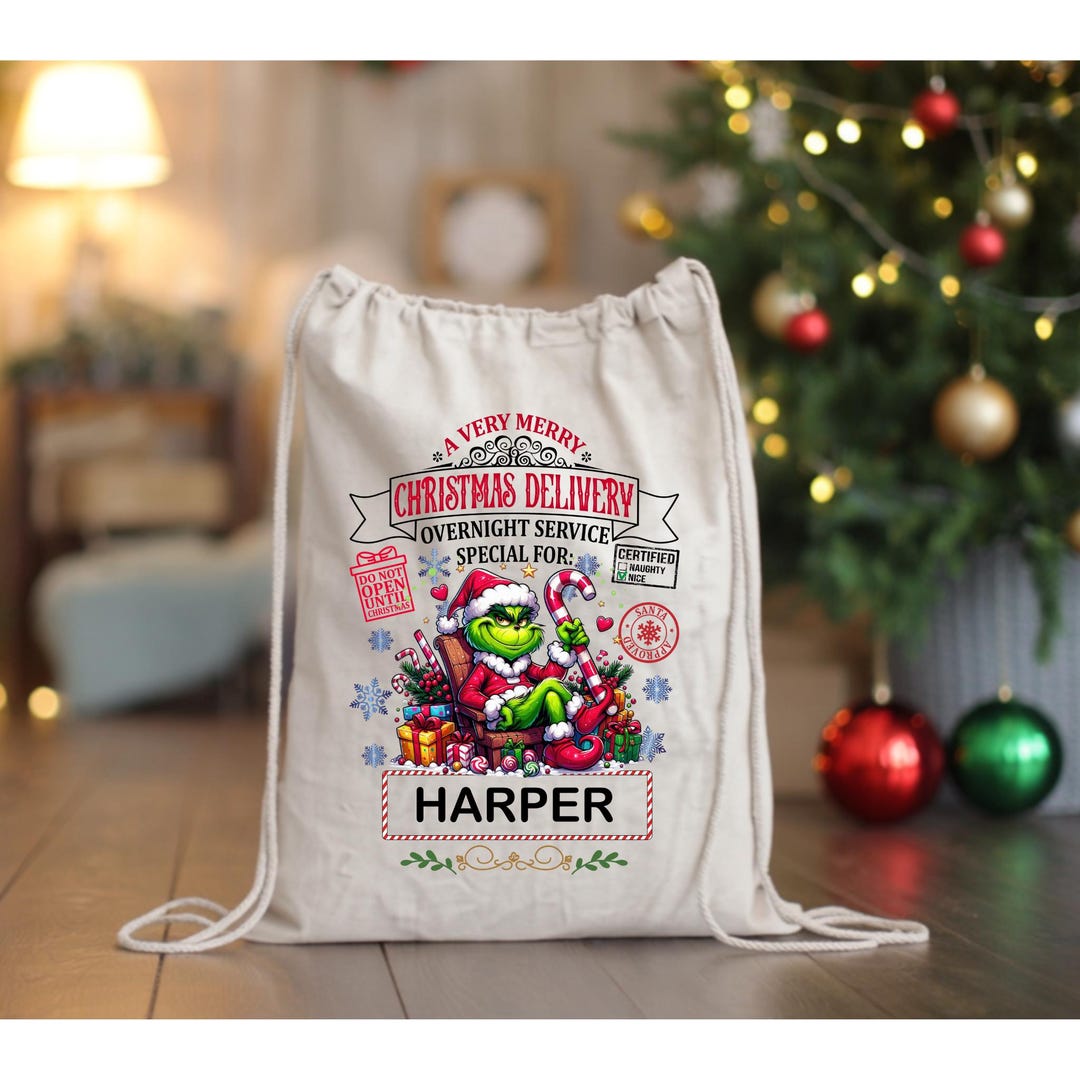 Grinch Santa Sack for Christmas ( Customizable Product) - Etsy