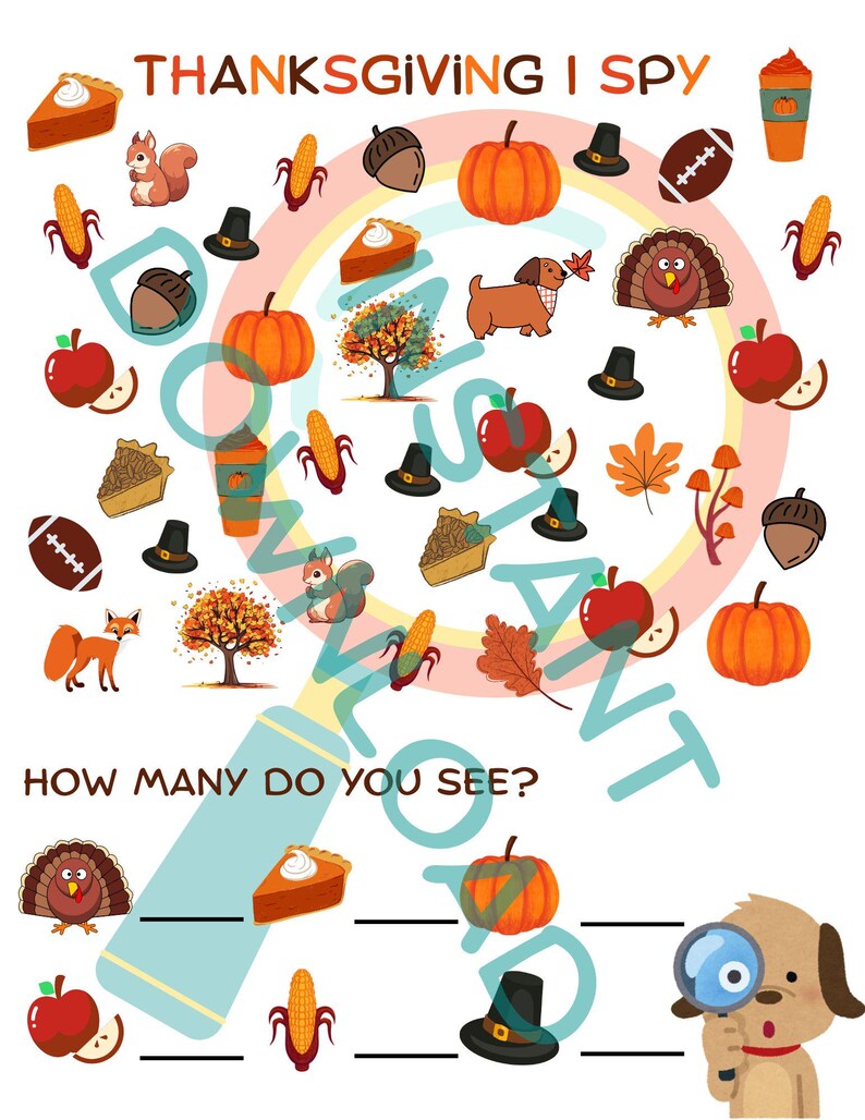 Printable Fall Activity Bundle | Thanksgiving I Spy + Halloween & Fall ...