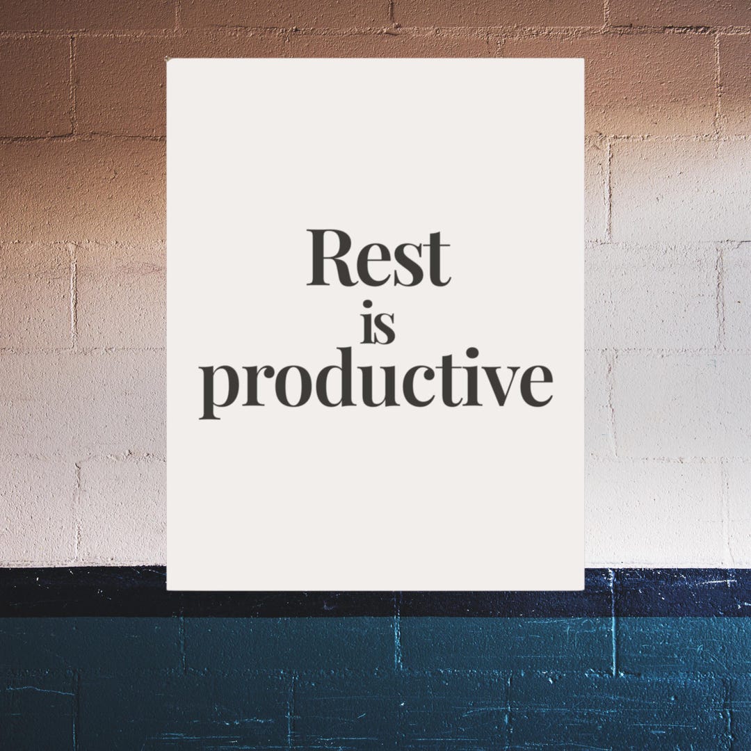 Rest is Productive Wall Art, Minimalist Typography Print, Calm Neutral ...