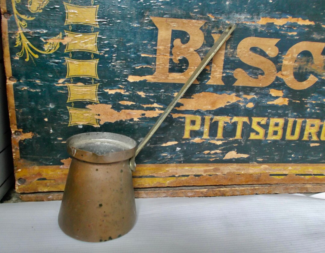 Antique Copper Espresso Coffee Maker, Warmer Pot, Measurer and Saucier ...