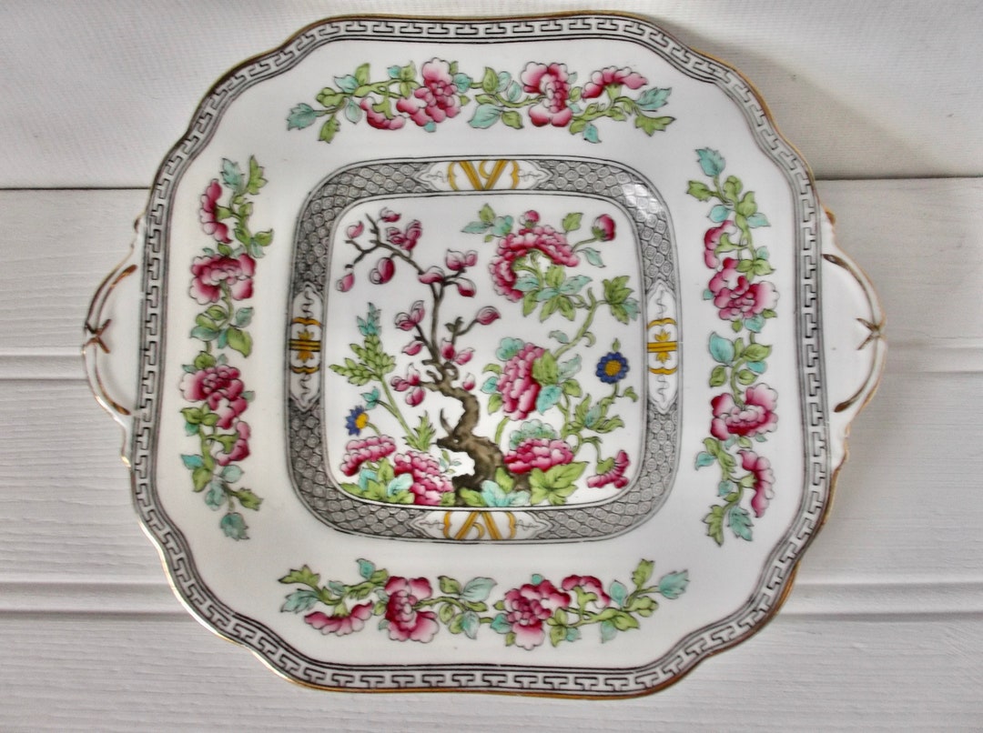 Vintage English Serving Tray With Garden Flowers Asian Style Tea Cake ...