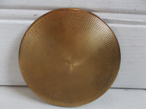 Vintage Brass Flowers Compact Large Gold Round Powder… - Gem