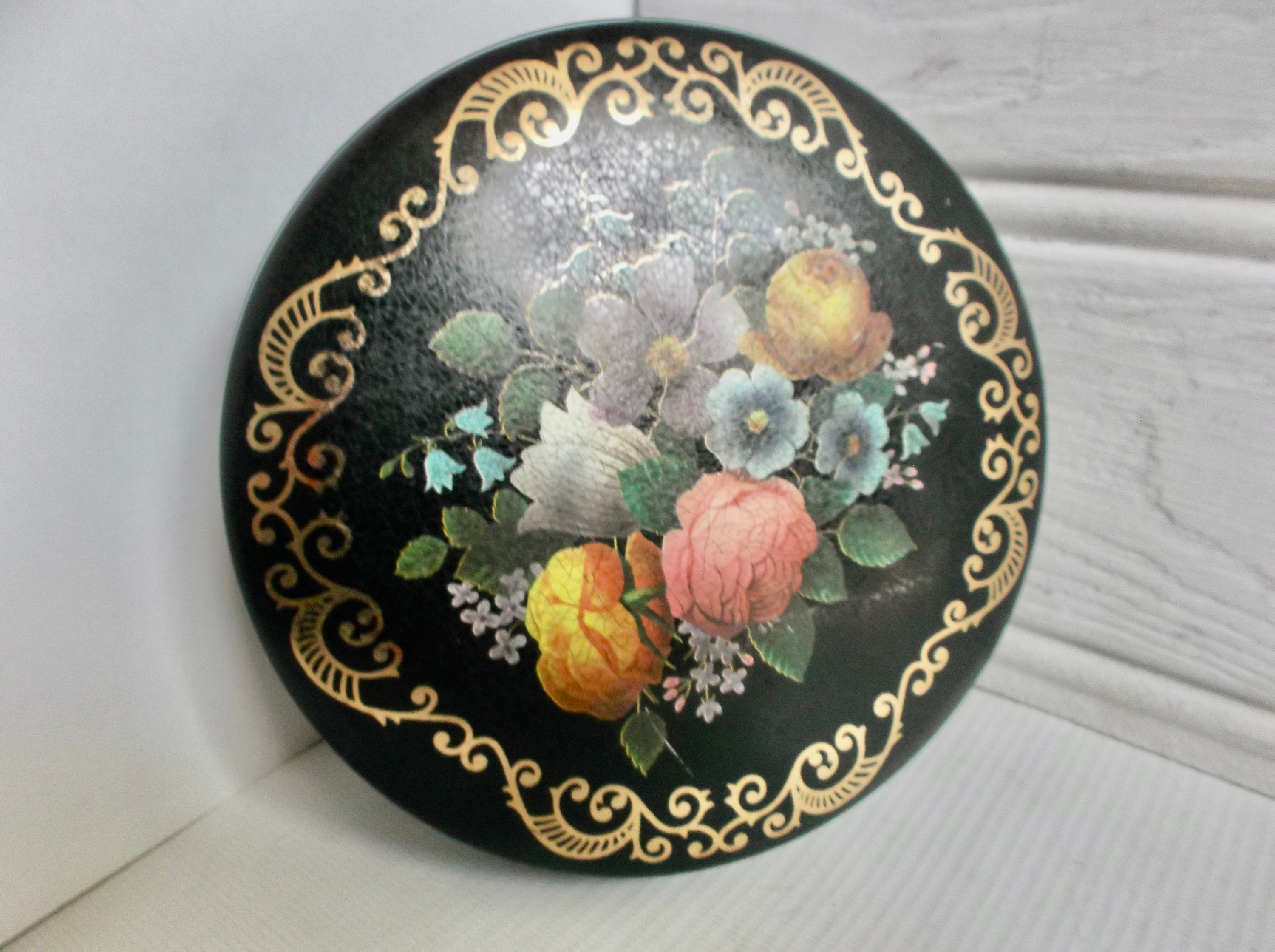 Vintage MCM Floral Boudoir Powder Tin Vanity Container - Etsy UK