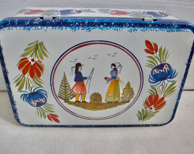 Vintage French Quimper Biscuit Box Souvenir of France - Etsy