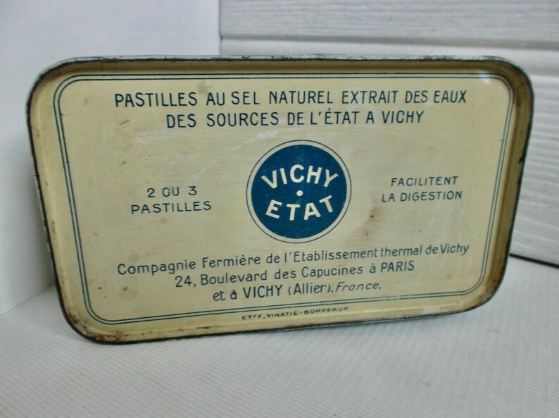 Antique French Vichy-etat Pastilles Tin - Etsy