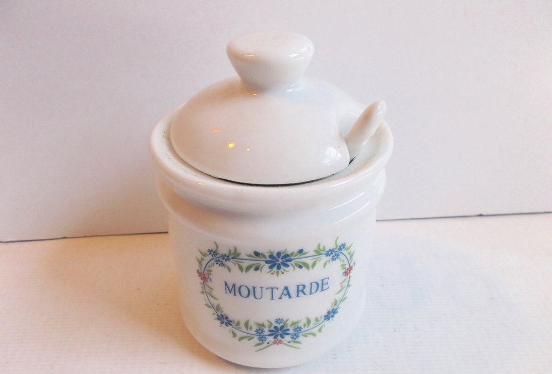 Vintage French Moutarde Pot Porcelain Mustard Jar With Spoon - Etsy ...