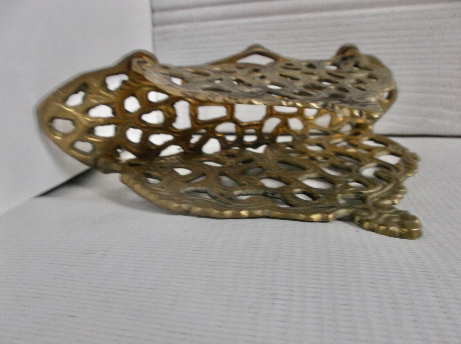 Antique Ornate Brass Letter, Bill or Napkin Holder and Desk Organiser ...