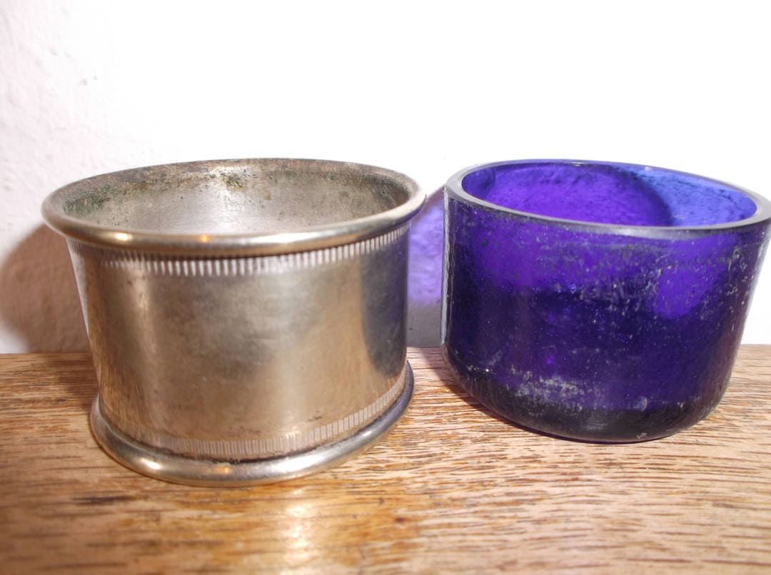 Antique English Silver Plated Salt Cellar English Salt Pot With Cobalt ...