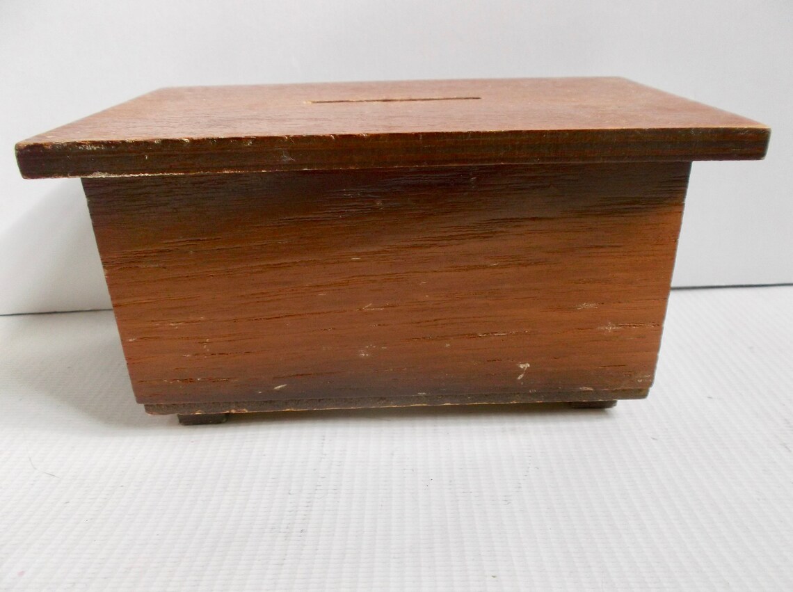 Vintage Mid Century Modern Telephone Money Box 1950s Oak Wood | Etsy