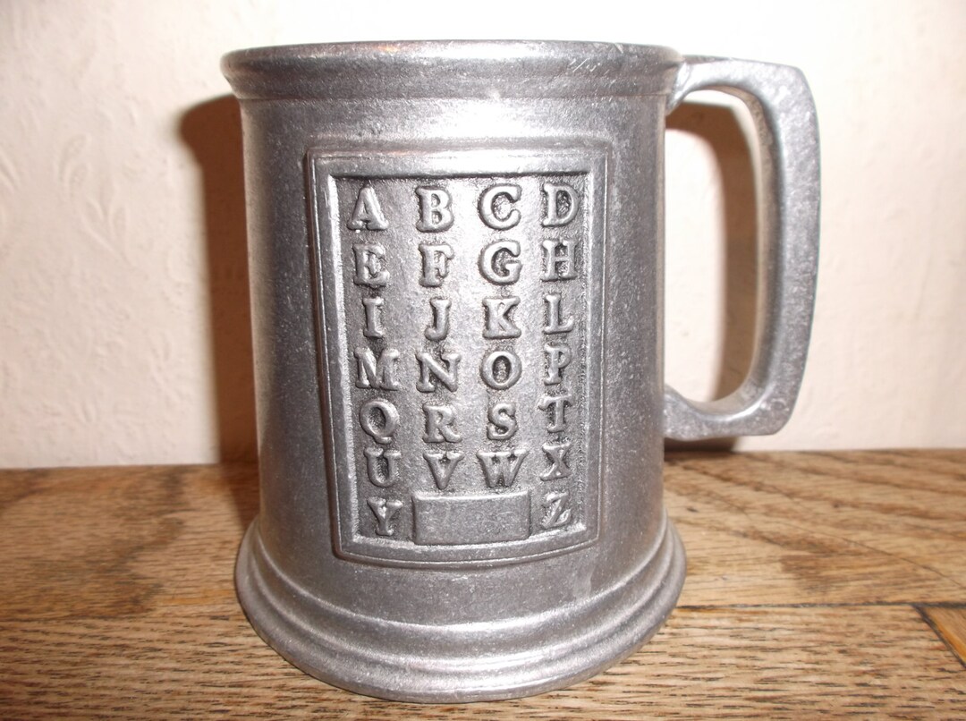 Antique English Childs Pewter Alphabet Cup Metal Mug - Etsy