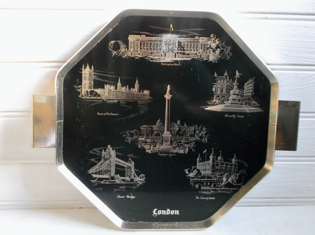 Vintage MCM London Serving Tea Tray Souvenir Monuments of London ...