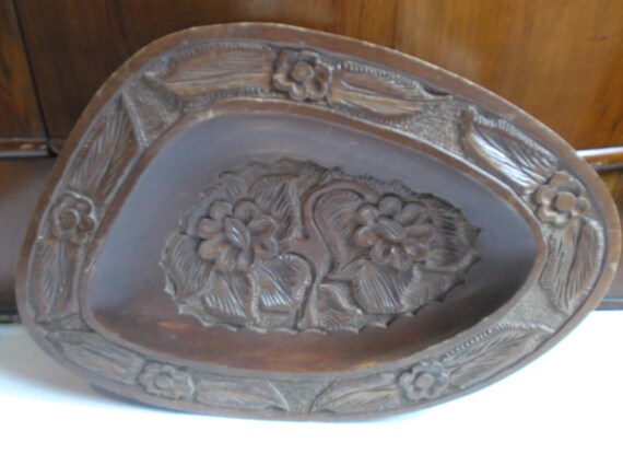 Antique Treenware Wood Tray Decorative Carved Rustic Dish - Etsy