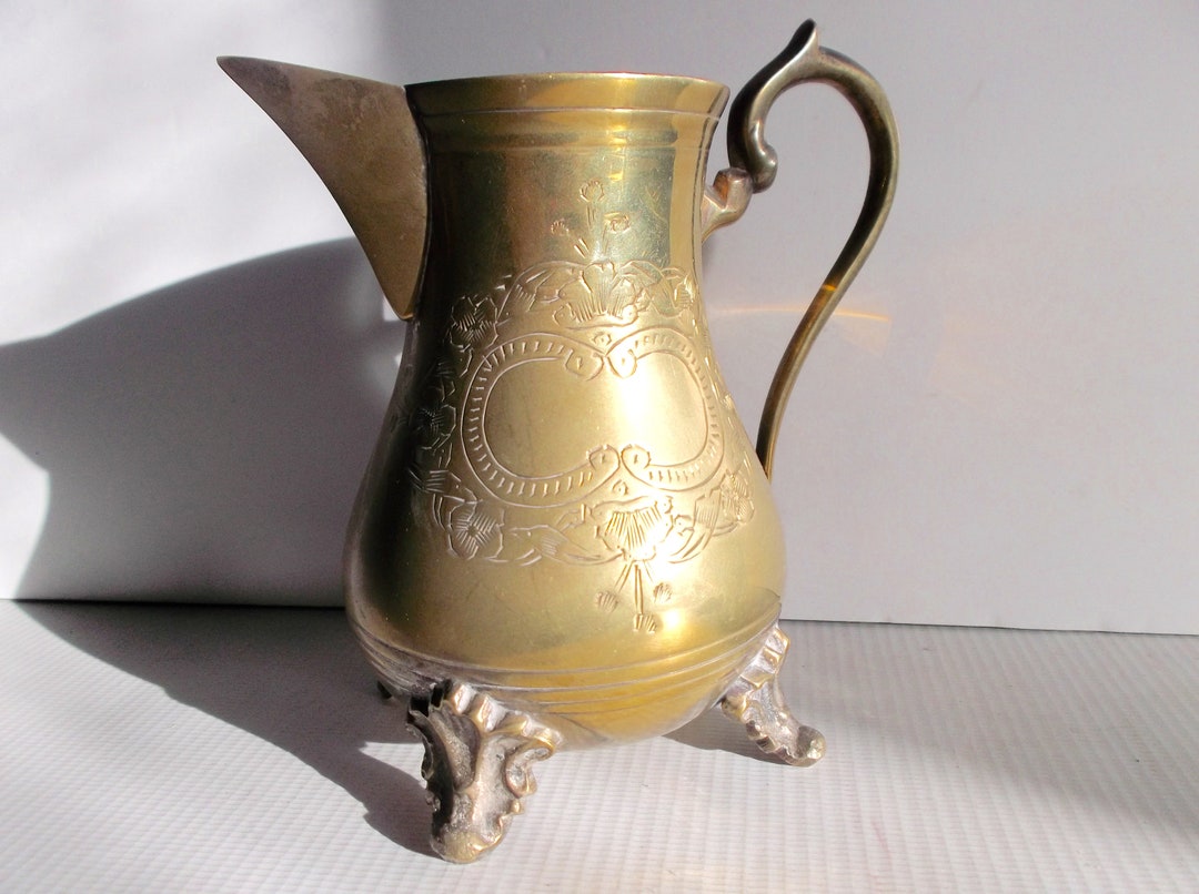 Antique Ornate Brass Pitcher, Creamer or Milk Jug, Whiskey Pitcher - Etsy