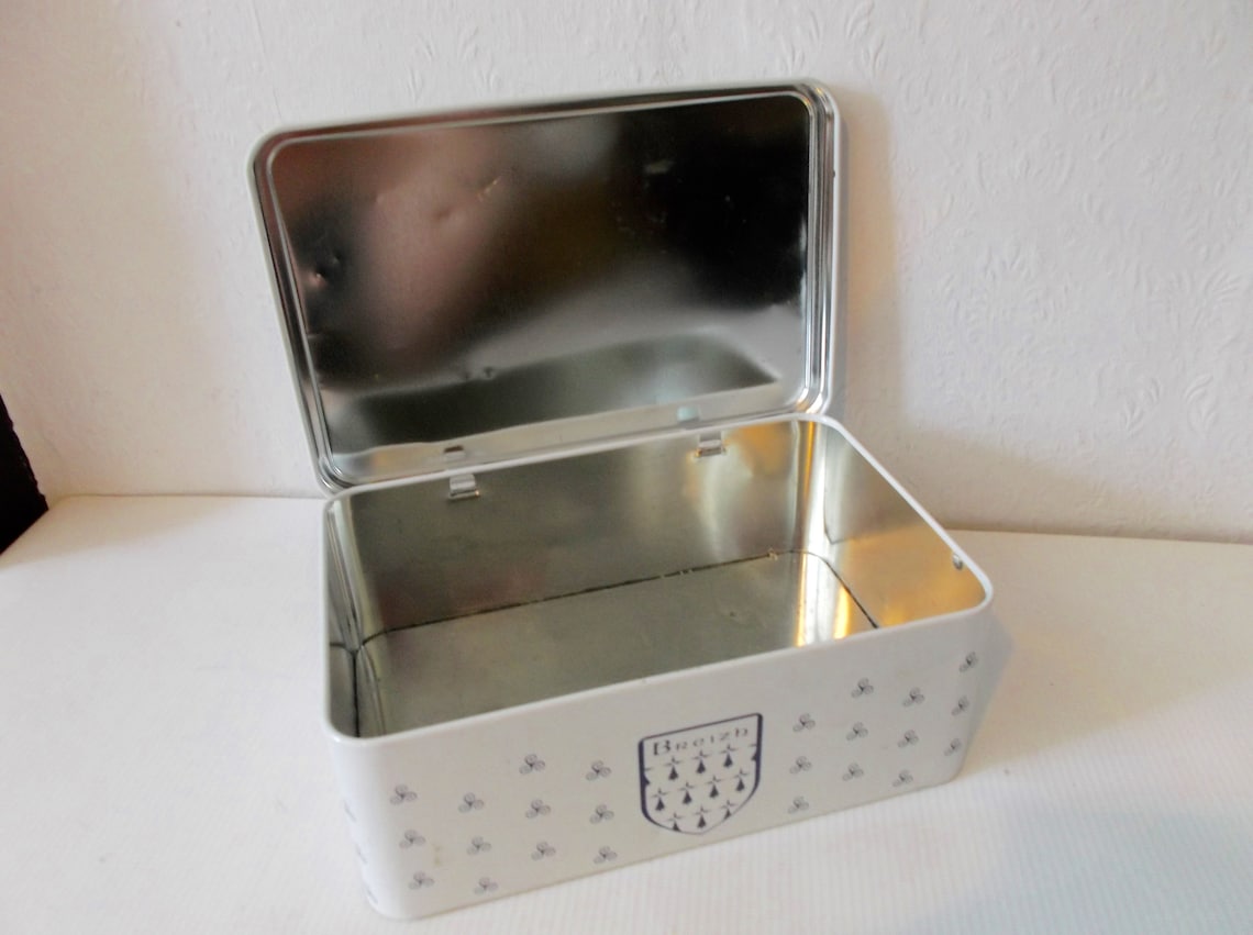 Vintage French Brittany Tin Metal Biscuit Box Souvenir - Etsy