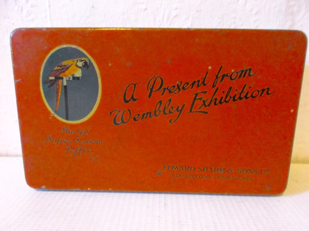 Antique Wembley Exhibition English Candy Sweets Biscuit Tin Circa 1920s ...