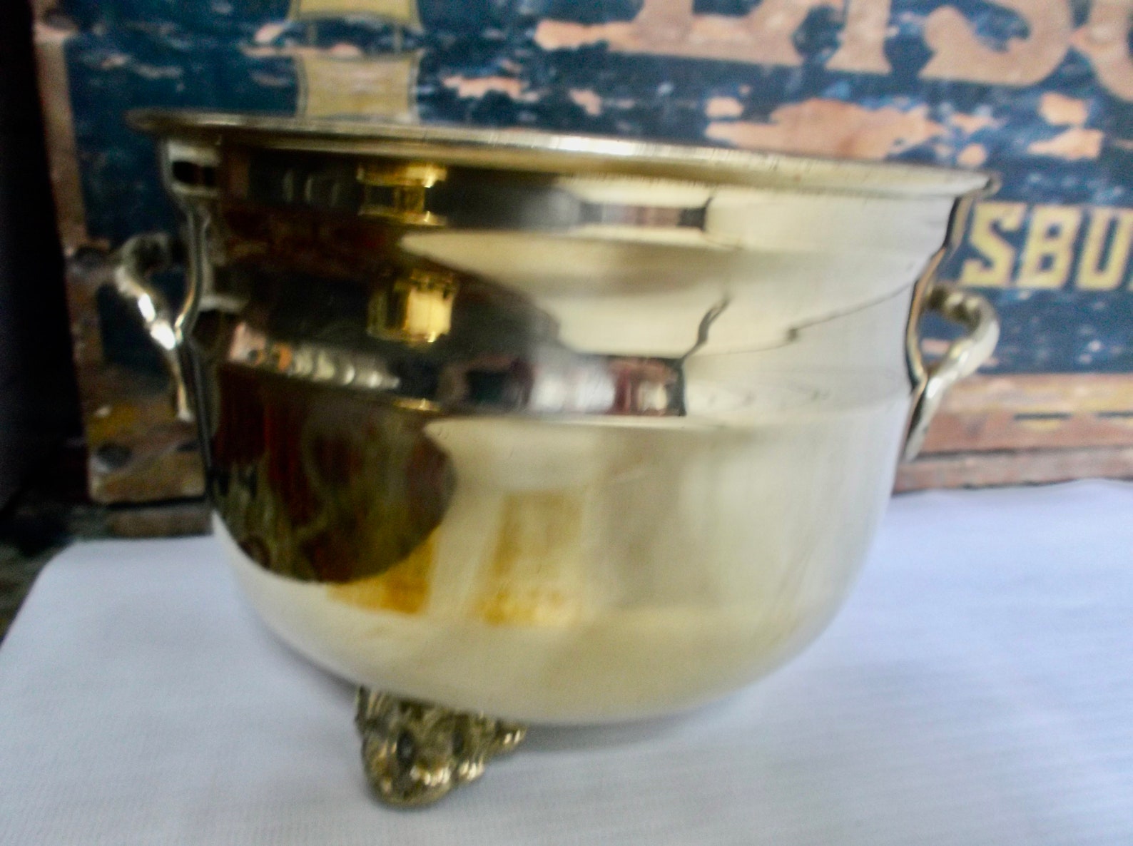 Antique Footed Brass Bucket With Handles Metal Planter or - Etsy UK