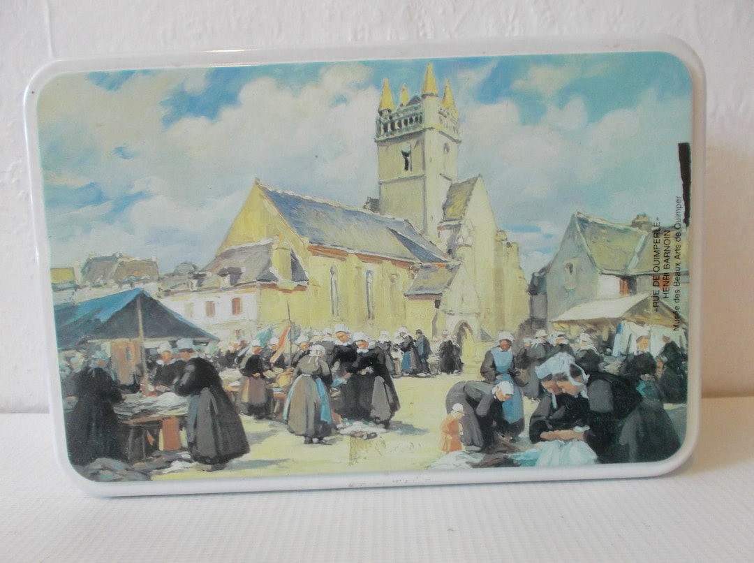 Vintage French Brittany Tin Metal Biscuit Box Souvenir - Etsy