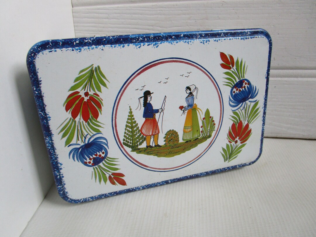 Vintage French Quimper Biscuit Box Souvenir of France - Etsy