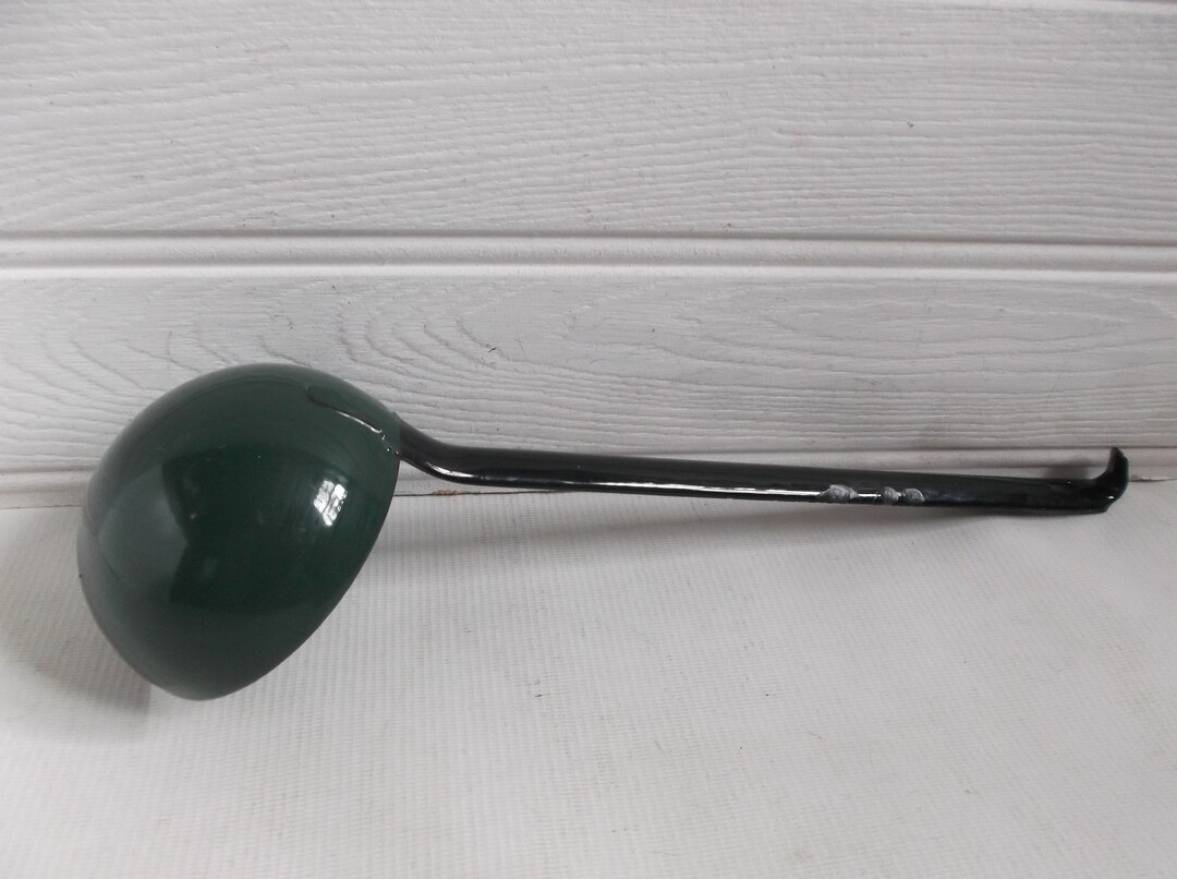 French Vintage Green Enamelware Ladle Spoon - Etsy