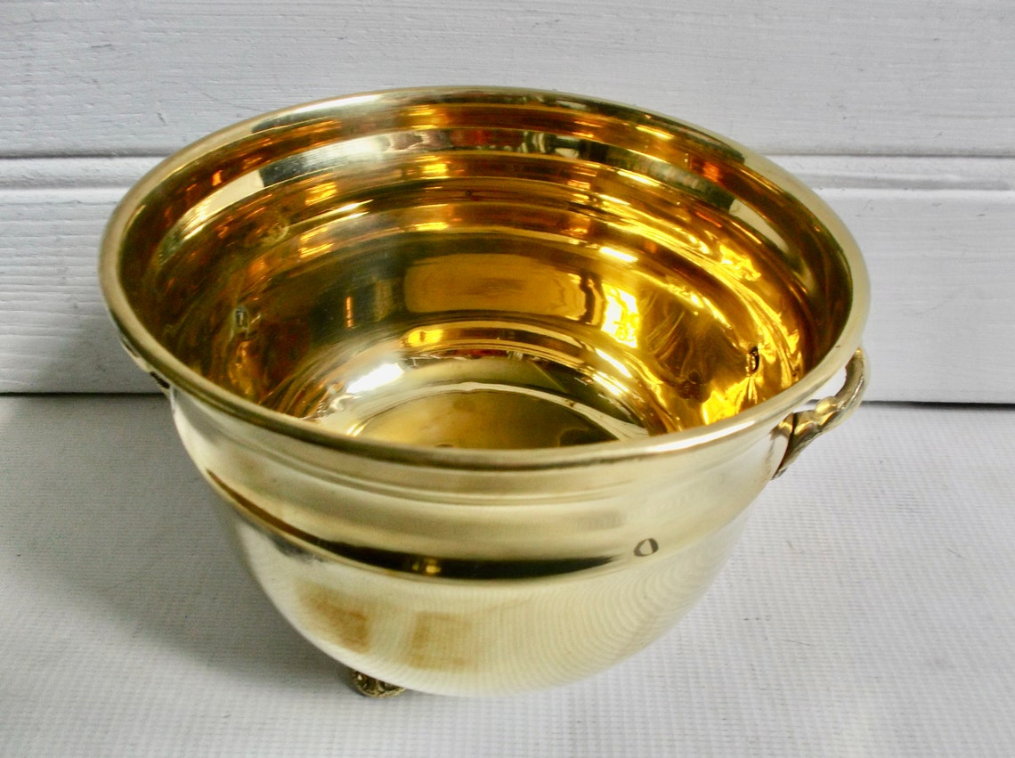 Antique Footed Brass Bucket With Handles Metal Planter or | Etsy UK