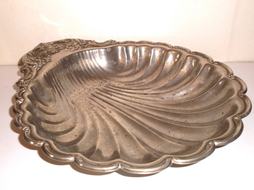 French Vintage Silver Shell Serving Dish Metal Tray Art - Etsy UK