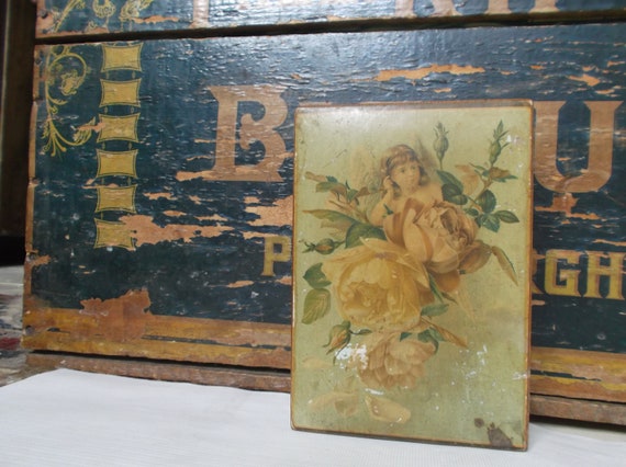 Antique Angel and Roses Wood Box | Etsy