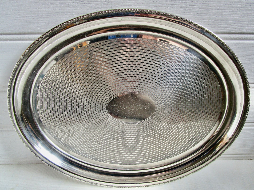 Vintage MCM Oval Silver Metal Serving and Dining Tray - Etsy
