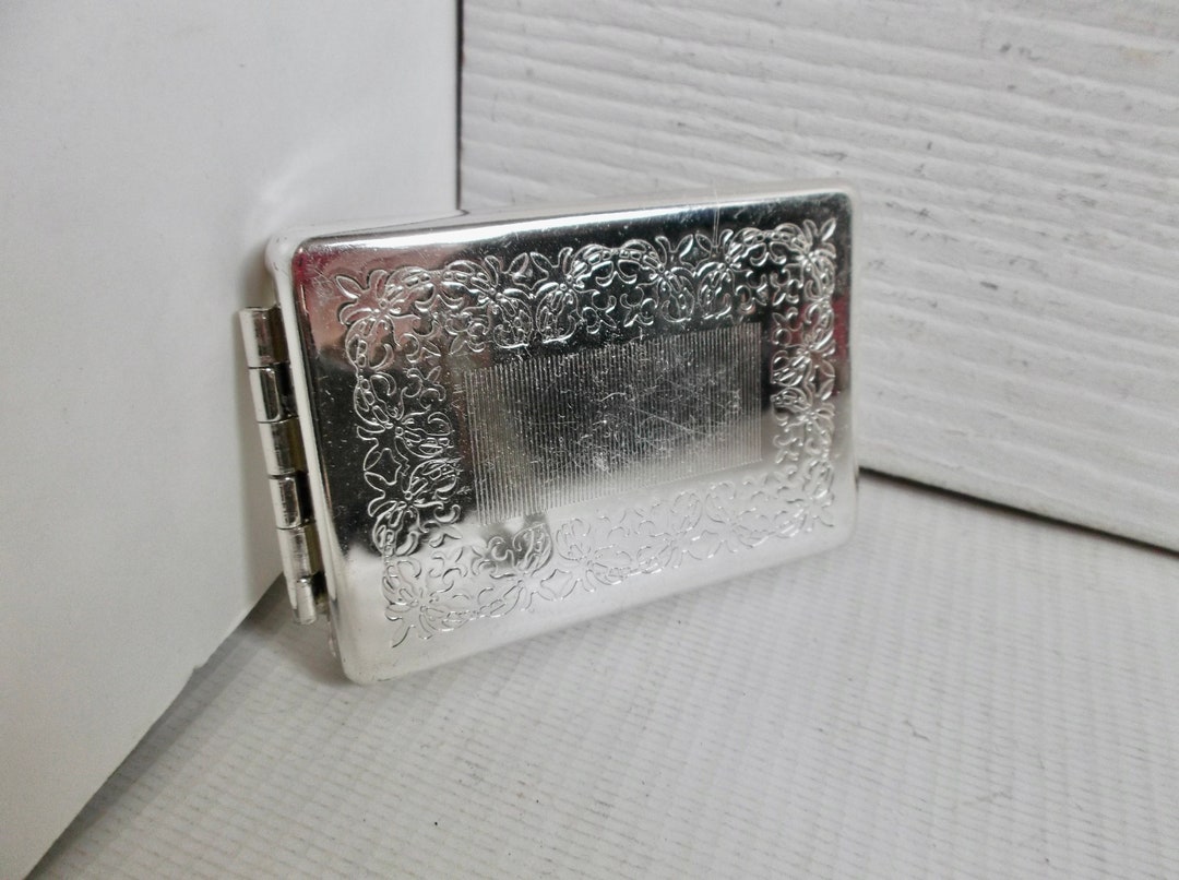 Vintage Silver Metal Stamp Case, Vesta Case, Small Business or Calling ...