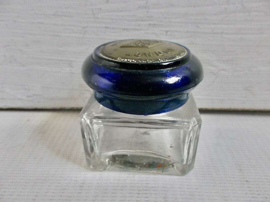 Antique Perry & Co. Glass and Brass Inkwell Circa 1800s London England ...