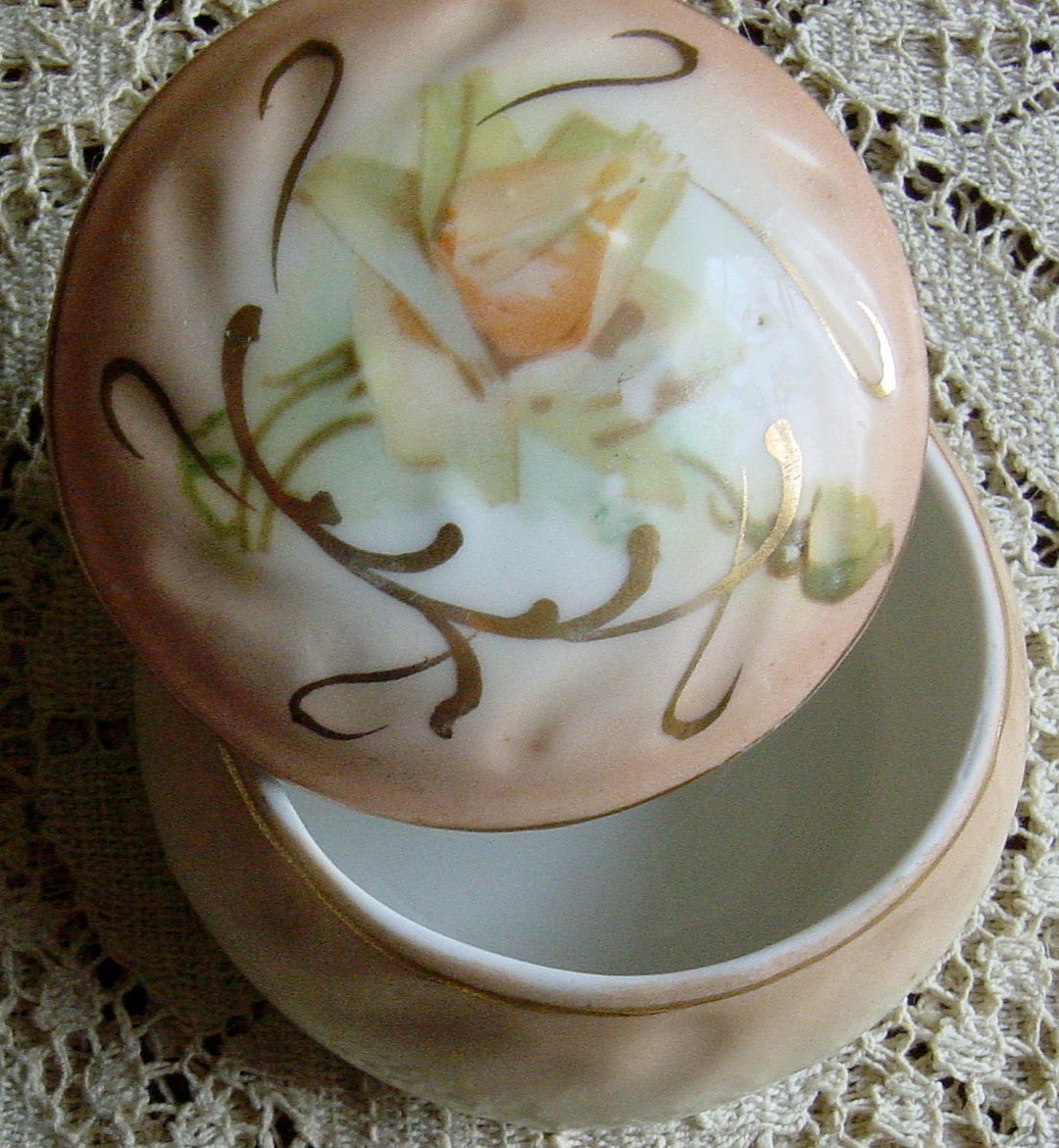 Art Nouveau Boudoir Jar 1900s Rose Vanity Dressing Table Container ...