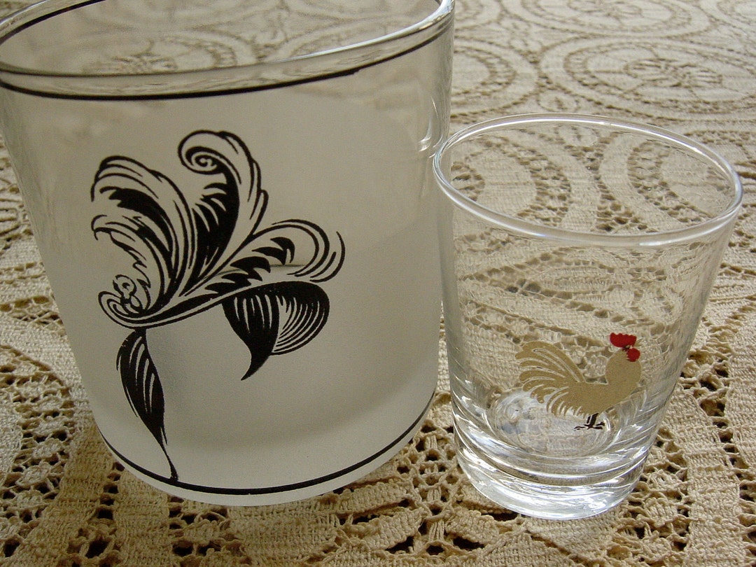 Vintage MCM French Barware Lady Feather Hat Highball Cocktail Glass and ...