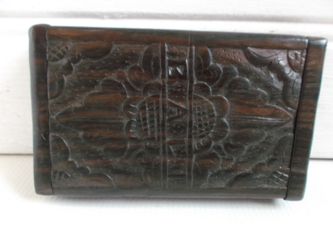 Vintage Bohemian Floral Bali Box Hand Carved Jewellery Trinket Box ...