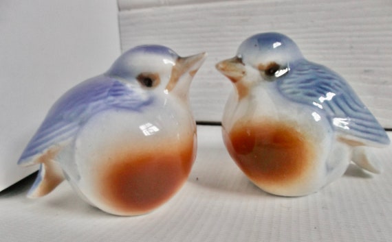 Vintage Mid Century Blue Bird Salt and Pepper Shakers Etsy UK