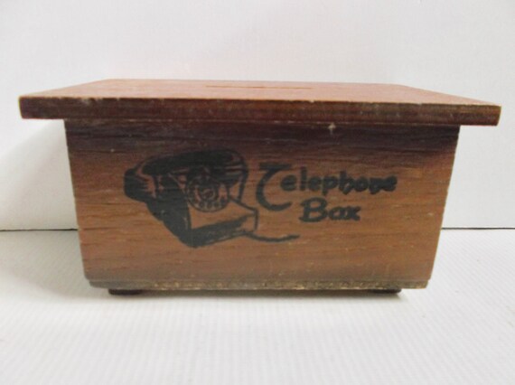 Vintage Mid Century Modern Telephone Money Box 1950s Oak Wood - Etsy UK
