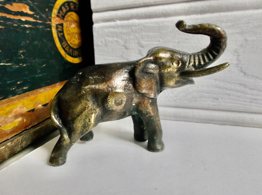 Vintage Brass Elephant Figurine Metal Statue - Etsy