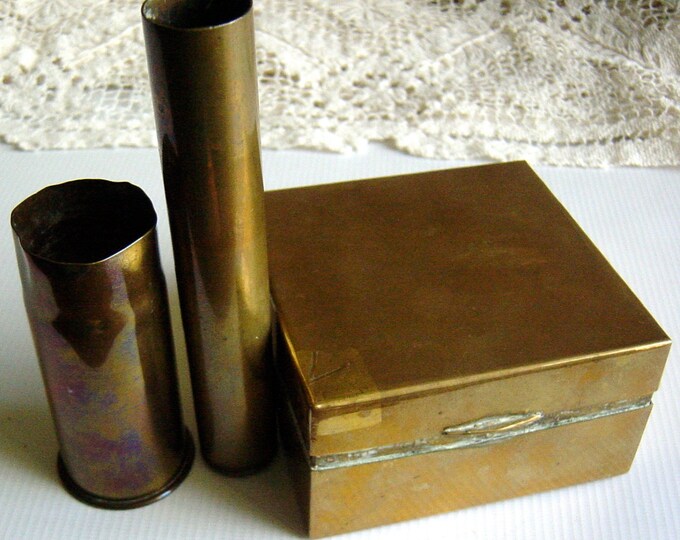 Antique WW1 Brass Military Memorabilia Cigarette Box and Shells - Etsy