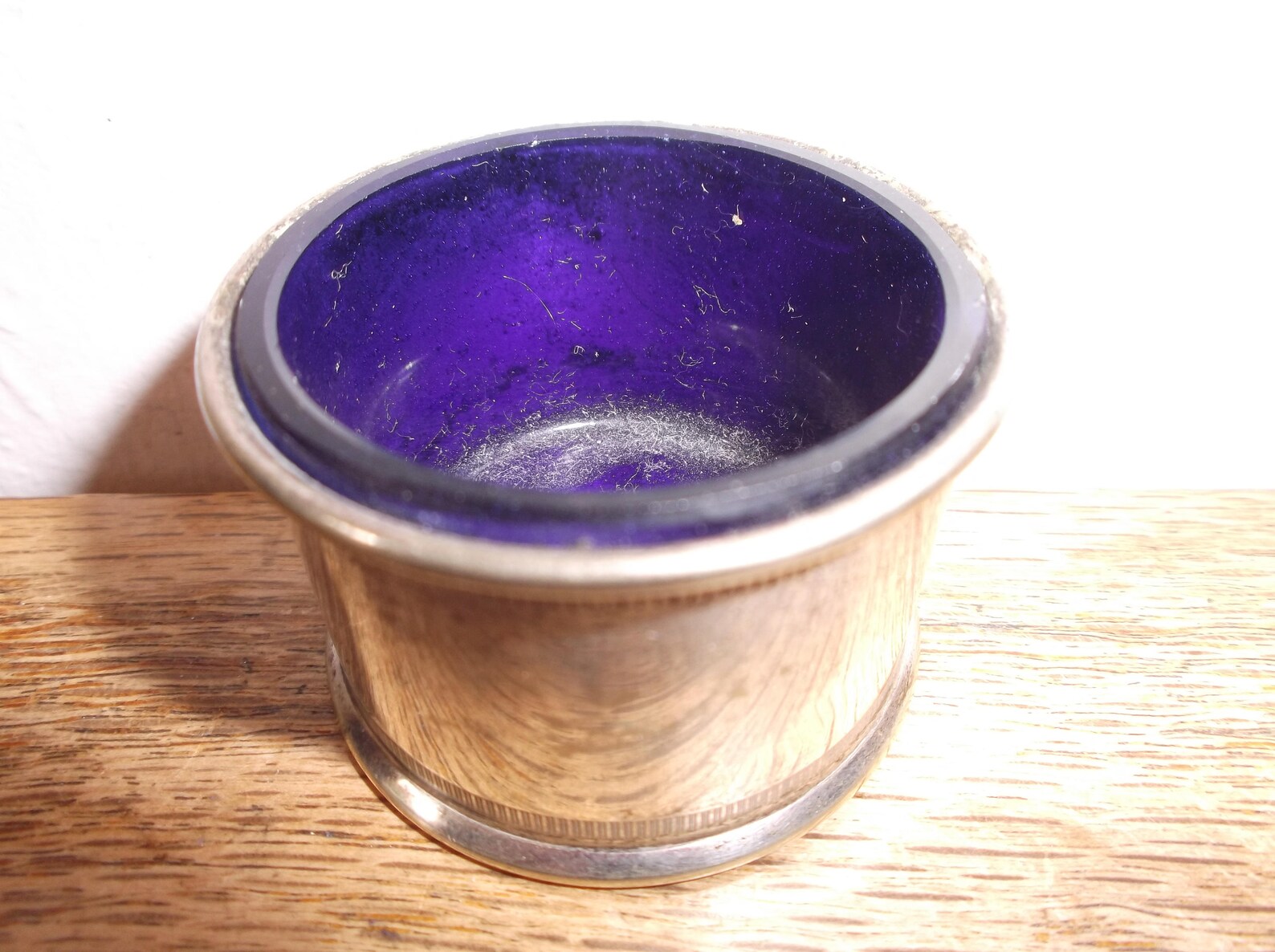 Antique English Silver Plated Salt Cellar English Salt Pot With Cobalt ...